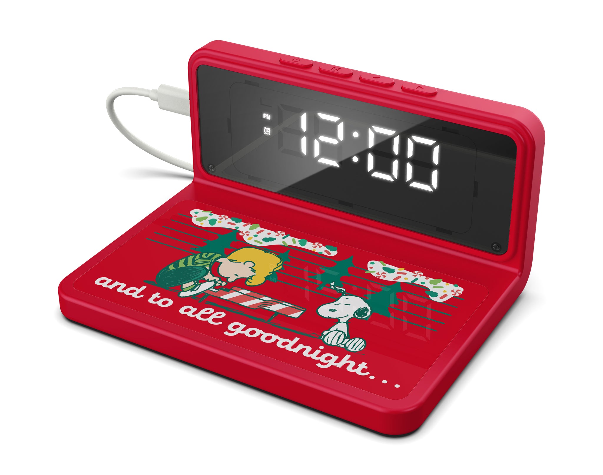 Peanuts Christmas Special Red Alarm Clock and Wireless Charger