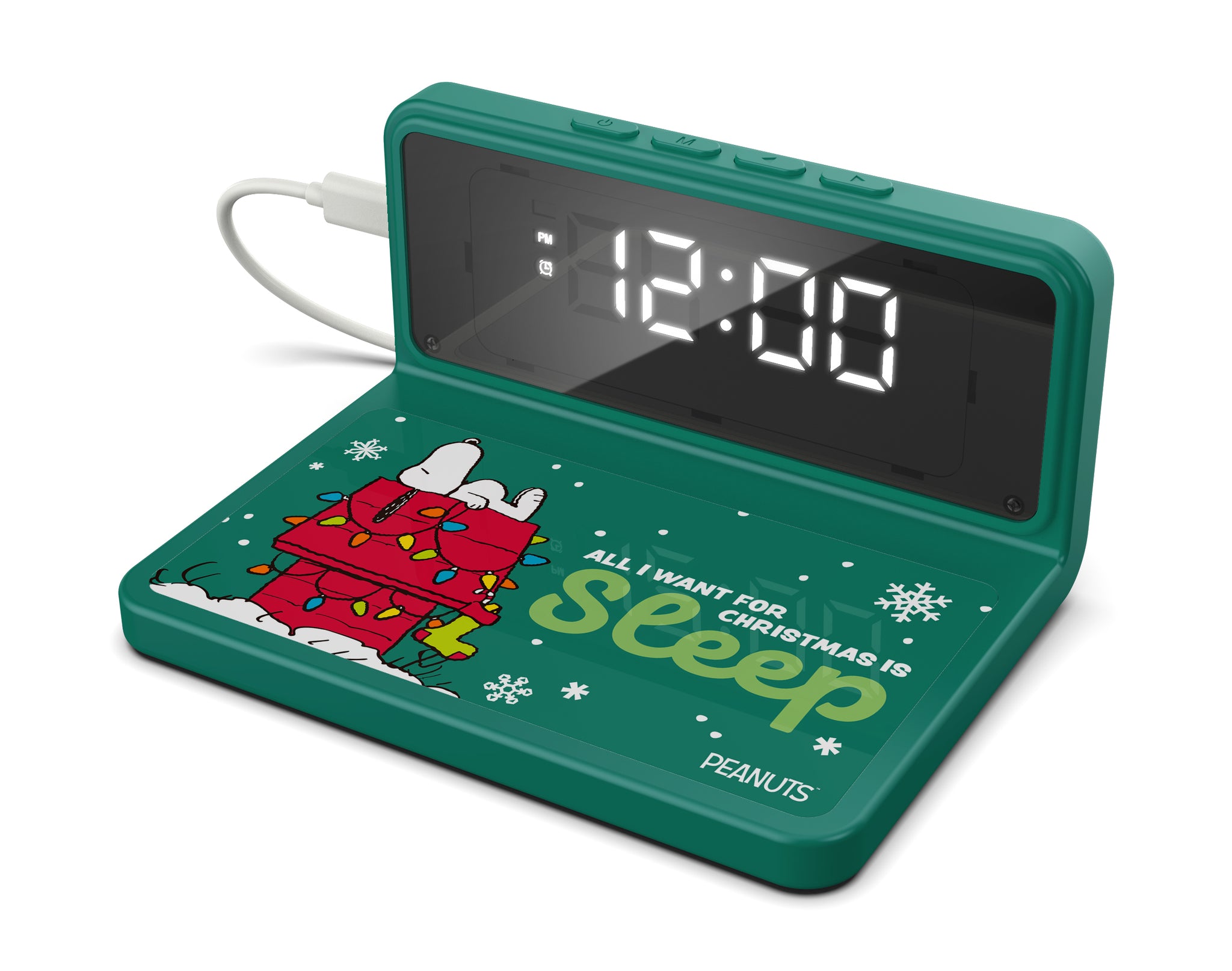 Peanuts Christmas Special Green Alarm Clock and Wireless Charger